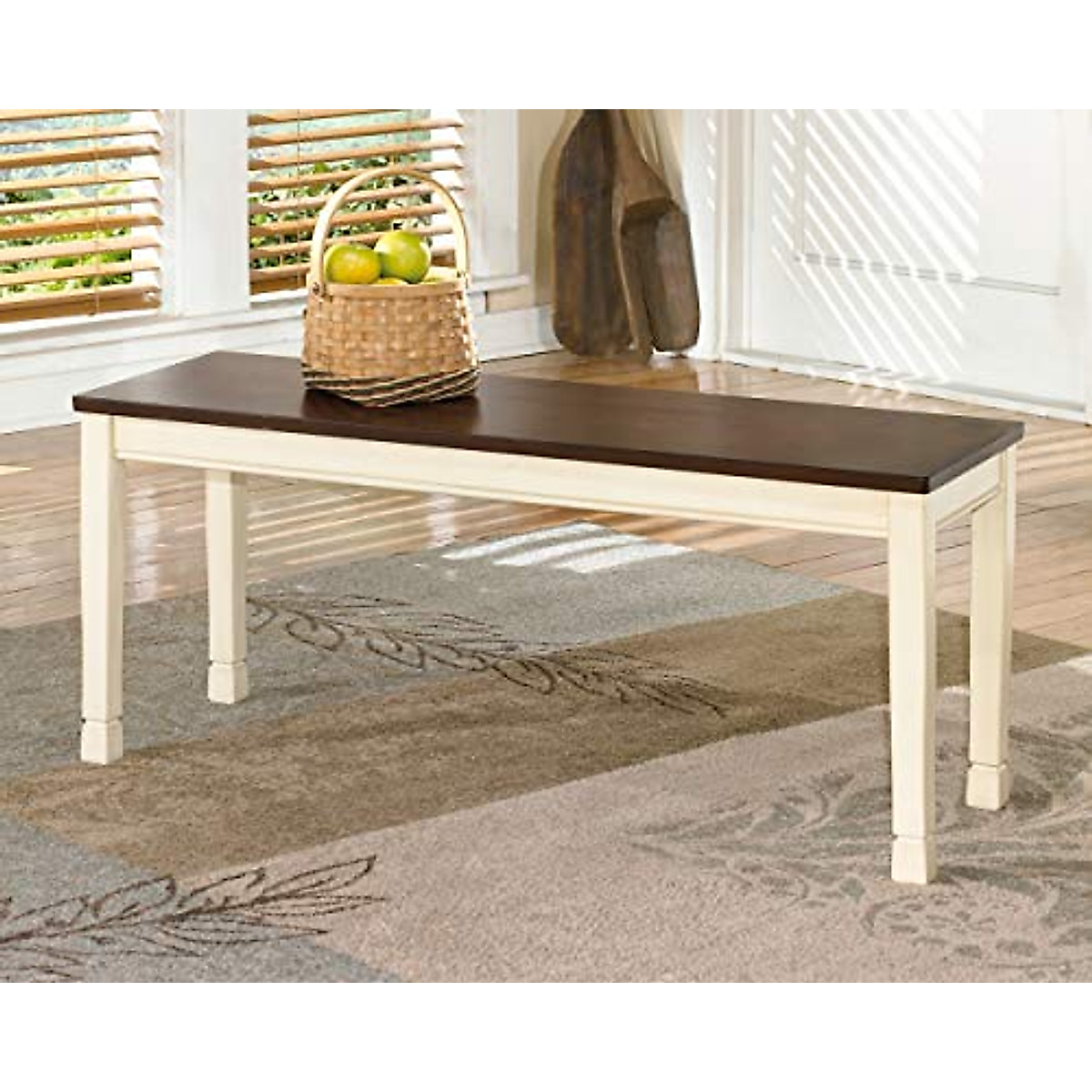 Signature Design by Ashley Whitesburg Cottage Rectangular Dining Bench, Brown & Antique White