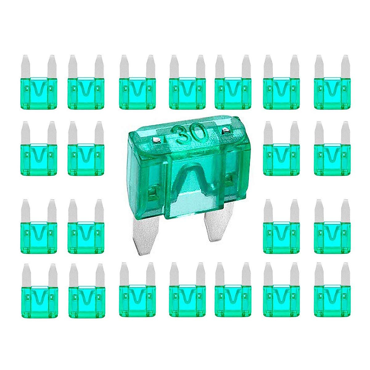 Kodobo 100 Pack Auto Fuses 30 AMP APM/ATM 32V Mini Blade Style Fuses 30A Short Circuit Protection Car Fuse - 100Pack