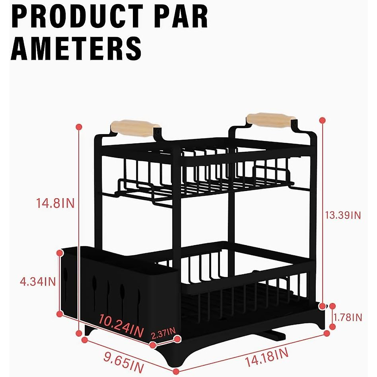 MCUIATN Dish Drying Rack -Multifunctional Dish Rack (Black)
