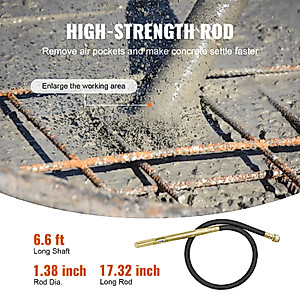 VEVOR Handheld Concrete Vibrator, 800W Electric Vibrator 13000 VPM, Electric Concrete Vibrating Tool With 6.6ft / 2m Shaft Rod, Portable Pencil Cement Vibrator Remove Air Bubble and Mix Concrete