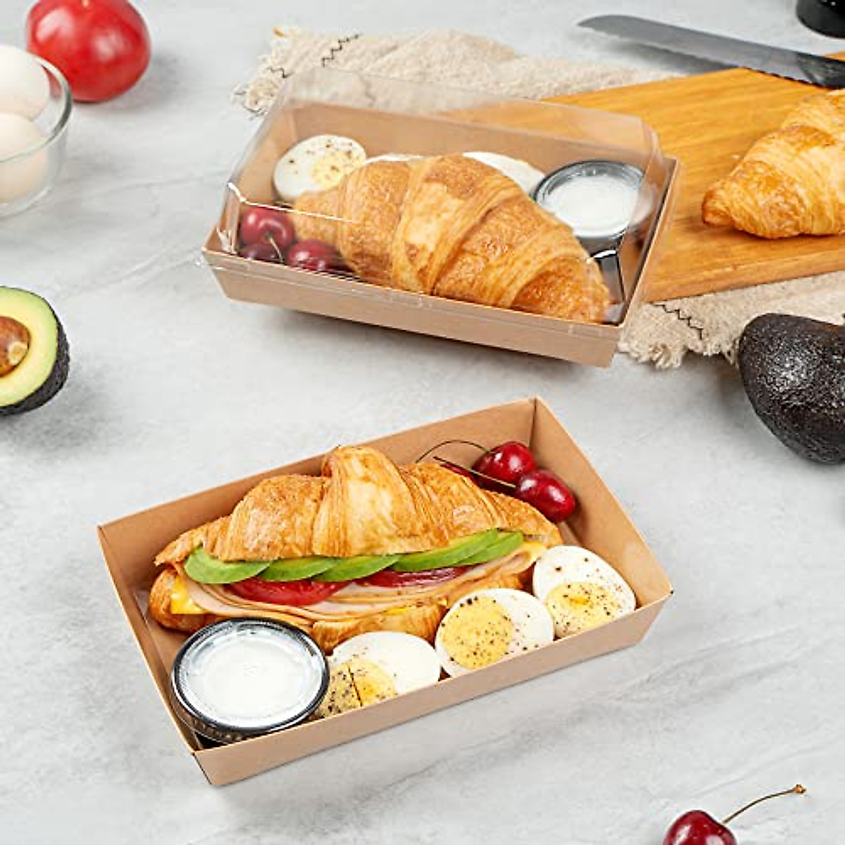 Restaurantware Matsuri Vision 8 x 5 x 1.5 Inch Medium Sushi Trays 100 Greaseproof Sushi Packaging Boxes - Lids Sold Separately Disposable Kraft Paper Sushi Containers For Entrees Or Desserts