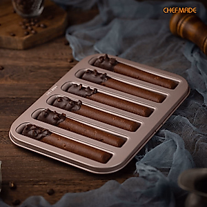 CHEFMADE Financier Cake Pan, Non-Stick 6-Cavity Rectangle Muffin Pan Biscuits Cookies Bakeware