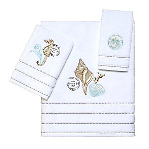 Avanti Linens - 3pc Towel Set, Soft & Absorbent Cotton, Farmhouse Inspired Bathroom Decor (Farmhouse Shell Collection)