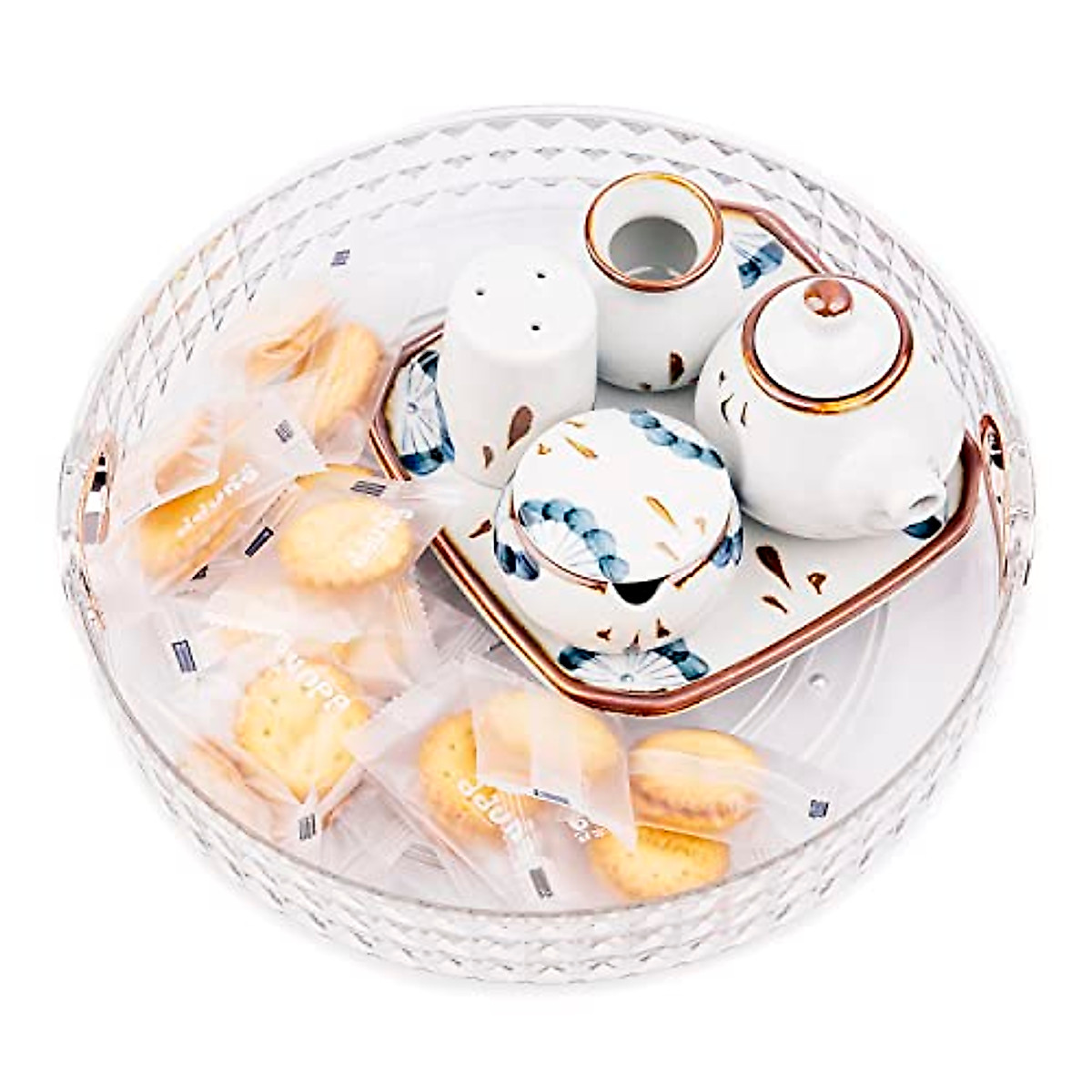 Lazy Susan Organizer Lazy Susan Turntable for Cabinet Rotating Spice Rack for Kitchen Clear Lazy Susan for Fridge, Bathroom, Countertop(Small)