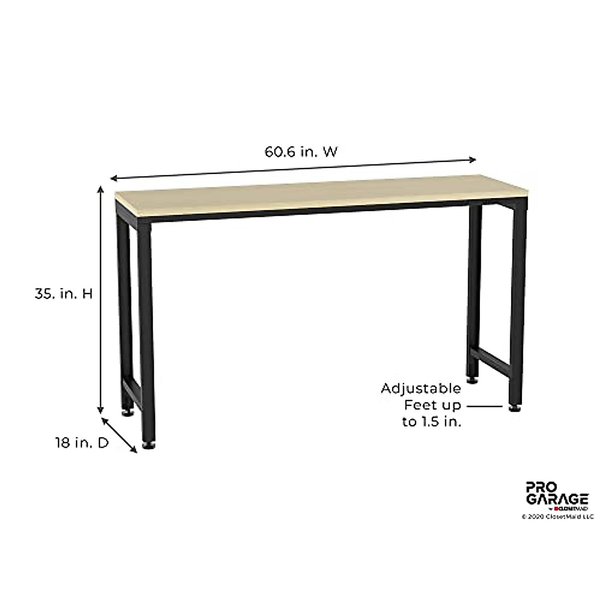 ClosetMaid ProGarage Garage Storage Base Cabinets & Workbench Top 3-Piece Set, Custom, Durable, Adjustable, Steel Construction, Black