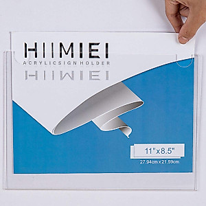 HIIMIEI Acrylic Wall Mount Sign Holder 8.5 x 11 Horizontal 12 Pack , Clear Paper Document Holder, Wall Mount Ad Frame with 3m Tape Adhesives & Screws for Office, Home, Store, Restaurant