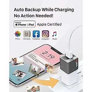 MAKTAR Qubii Pro USB-A Flash Drive, Auto Backup While Charging, MFi Certified Compatible with iPhone/iPad, Memory Stick iPad External Photo Storage for MacBook/Laptops/PC Photo Stick