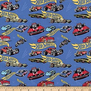 Riley Blake Hot Wheels Classic Car Toss Blue, Fabric by The Yard