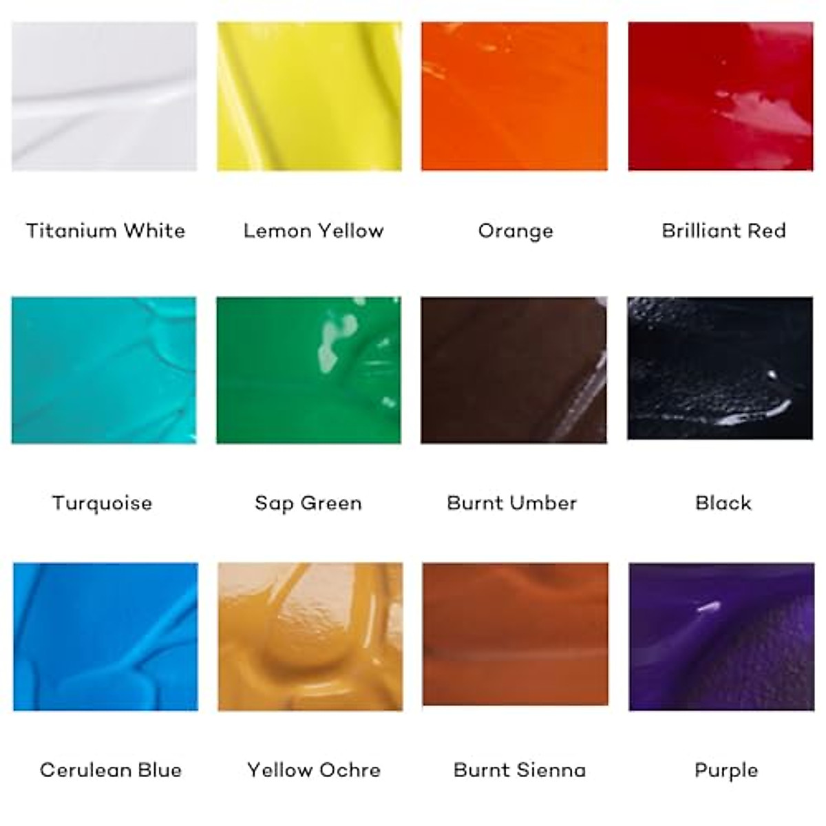 Mont Marte Signature Acrylic Color Paint Set, 12 x 16.9oz (500ml), Semi-Matte Finish, 12 Colors, Suitable for Canvas, Wood, Fabric, Leather, Cardboard, Paper, MDF and Crafts