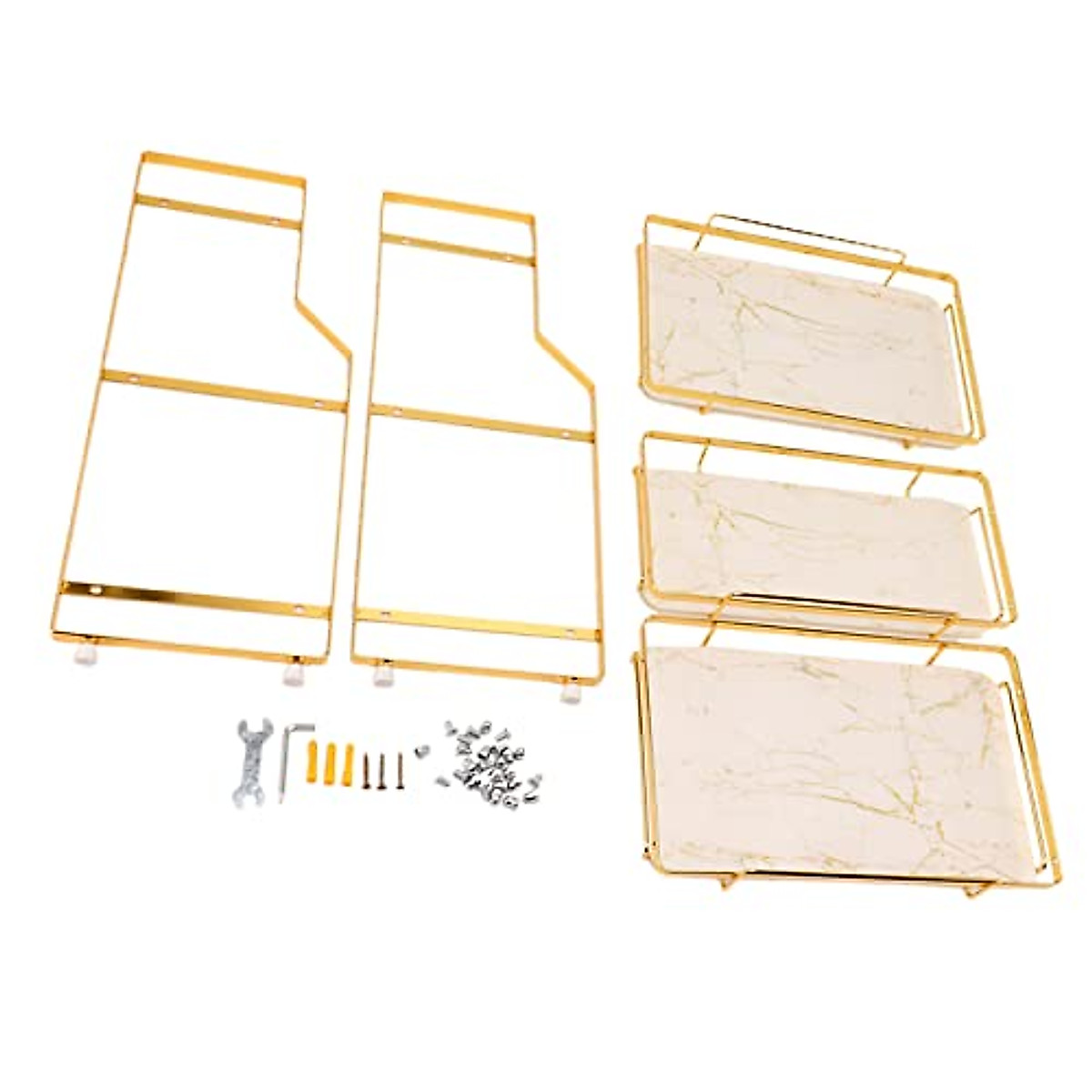 Bathroom Standing Rack, Easy to Bathroom Storage Shelf Stable White and Gold Wall Mounted for Bedroom(3 Tier)