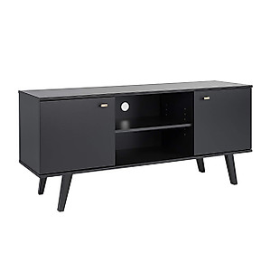 Prepac Milo Mid Century Modern TV Console, 56 Inch, Black