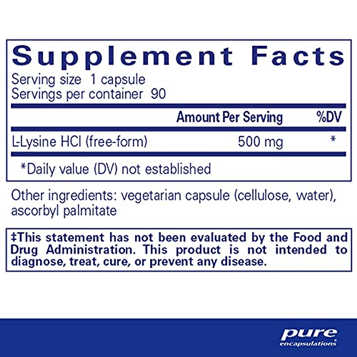 Pure Encapsulations L-Lysine - Essential Amino Acid Supplement for Immune Support & Gum, Lip Health* - with L-Lysine HCl - 90 Capsules