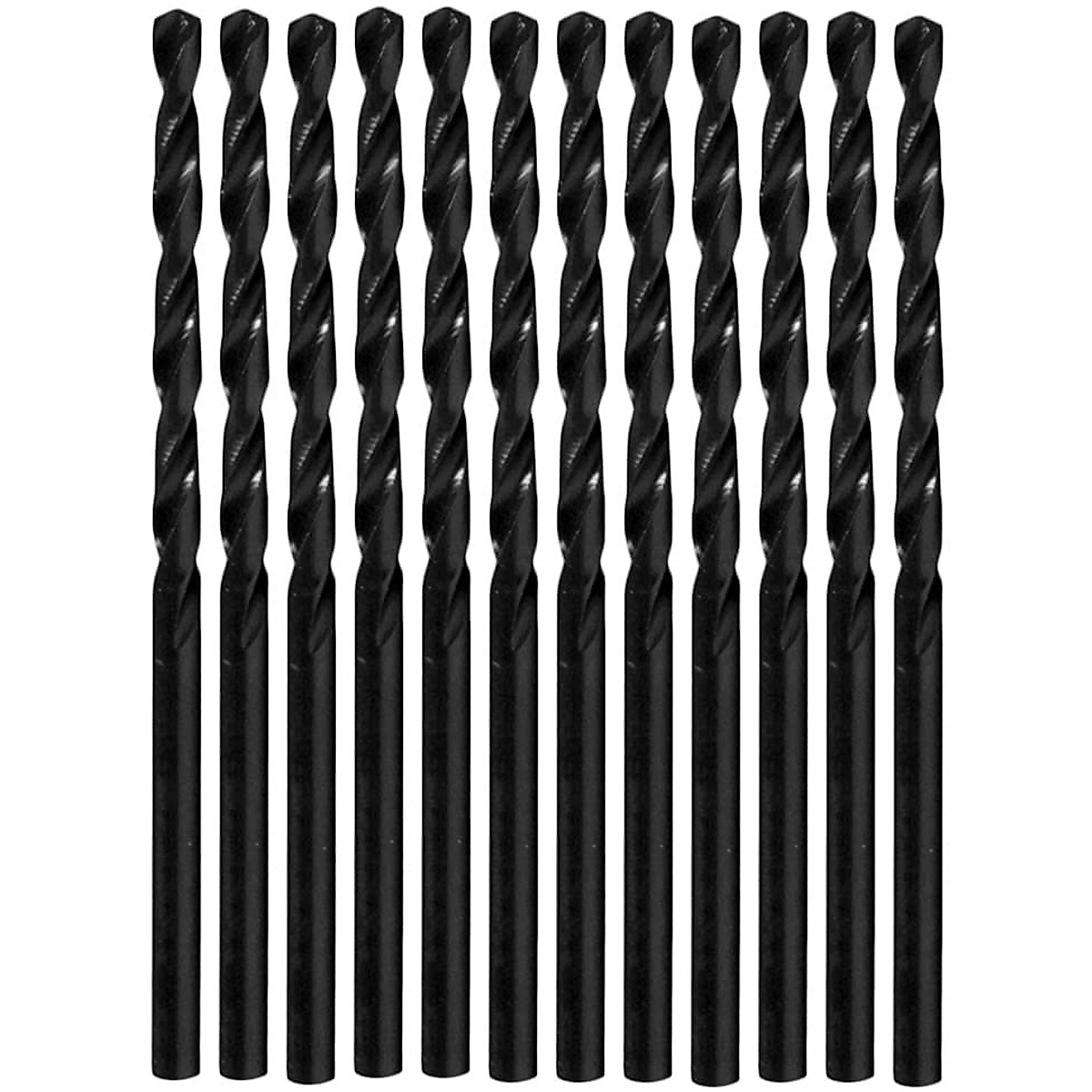 Century Drill & Tool 24112 Black Oxide Pro Grade Drill Bit, 3/16", 12-Pack, Made in The USA