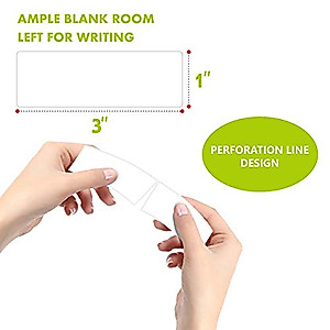 1000 Blank Removable Freezer Labels Water Oil Resistant with Perforation Line for Food Containers Jars Pantry Organization (Each Measures 1x 3inch)