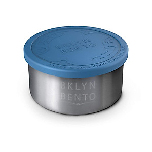 Stainless Steel Food Container With Silicone Food Separator and Leak Proof Silicone Lid | Metal Lunch Box Divider | Bento Box | Portion Control Snacks (Blue & Grey (Food Separator)