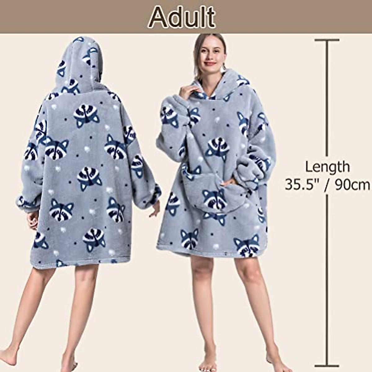 Très Chic Mailanda Wearable Blanket Hoodie for Women Oversized Cozy Blanket Sweatshirt with Sleeves and Giant Pockets for Adult Men