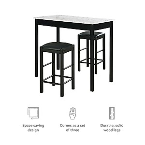 Space Saving Design, Black Finish, Faux Leather Seats, 36 Inch Counter Height Table