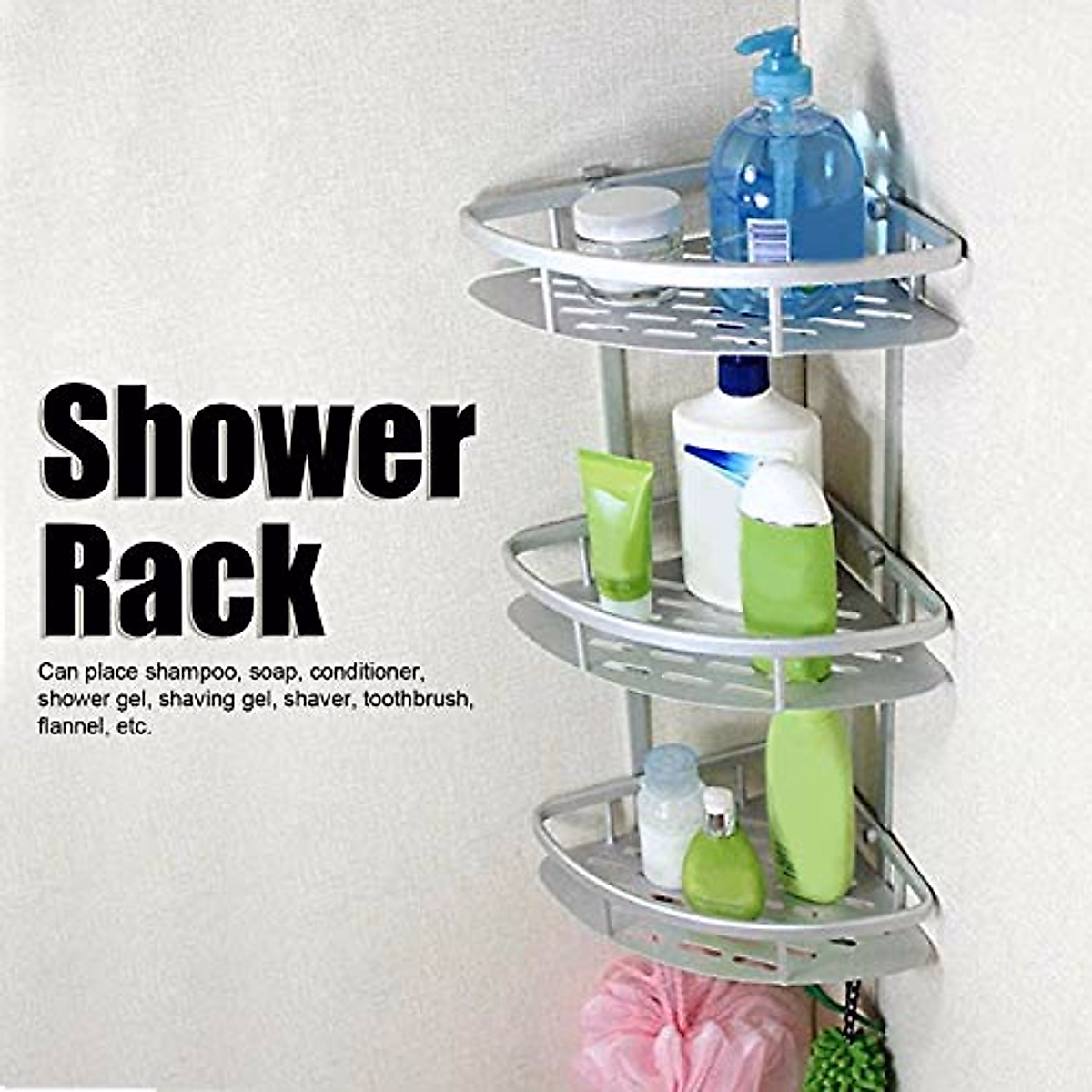 Corner Shower Caddy 3 Tiers Organizer Shelf Corner, Rustproof, Plastic Shower Rack Stands for Inside Bathroom Toilet Kitchen Bathtub Shower pan