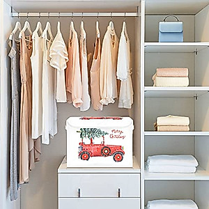 CaTaKu Retro Truck Tree Storage Bins with Lids and Handles, Fabric Large Storage Container Cube Basket with Lid Decorative Storage Boxes for Organizing Clothes