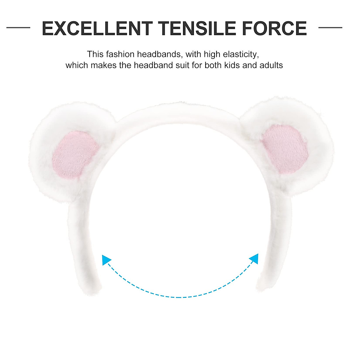 SOLUSTRE Bear Ears Headband Cloth Bear Face Wash Headband Adorable Head Wear for Women and Kids, White