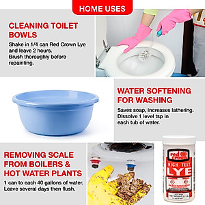 The Boyer Corporation Lye for Soap Making, Sodium Hydroxide Pure High Test Lye Food Grade, Caustic Soda, Drain Cleaner and Clog Remover, 2.2 lbs.