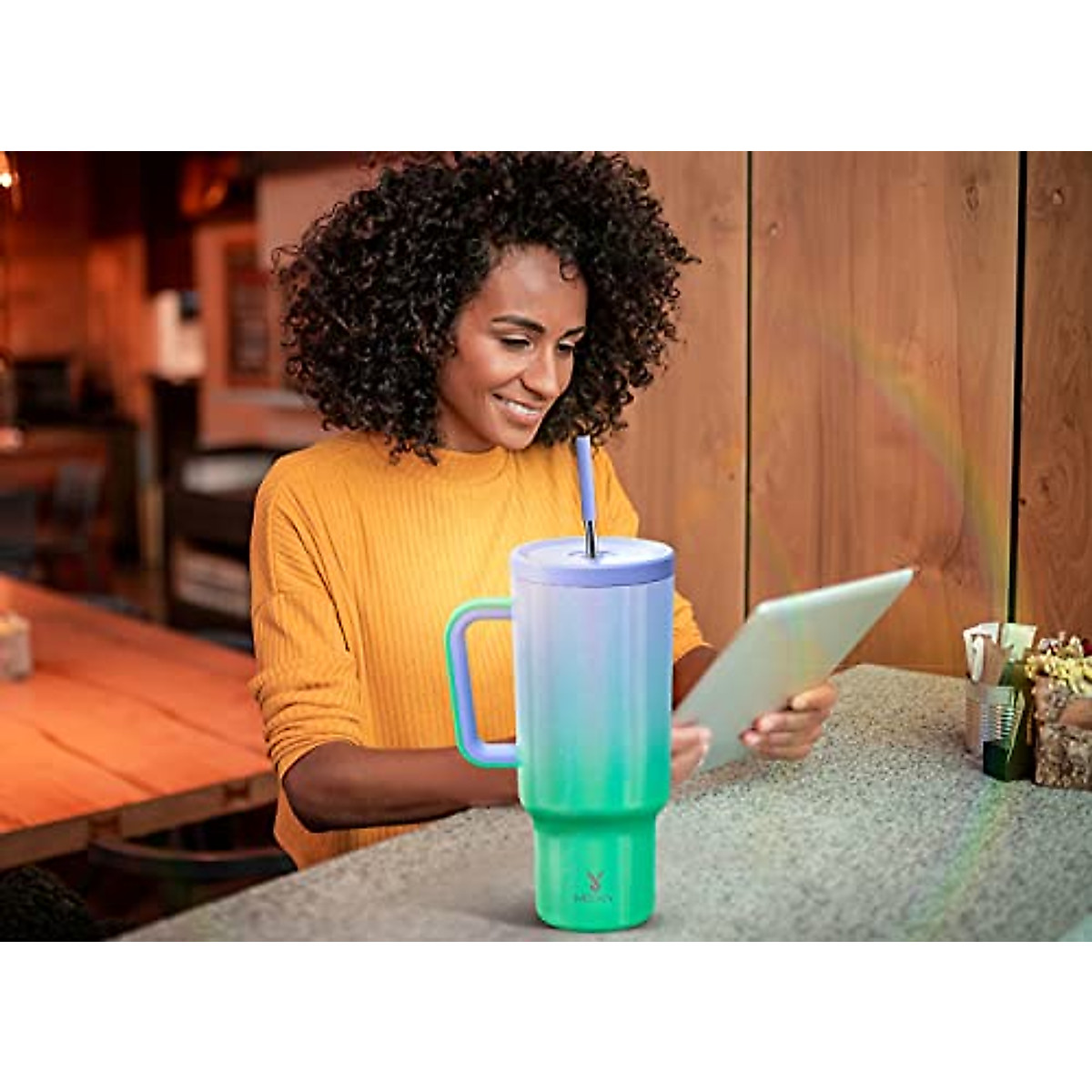 Meoky 40oz Tumbler with Handle, Leak-proof Lid and Straw, Insulated Coffee Mug Stainless Steel Travel Mug, Keeps Cold for 34 Hours or Hot for 10 Hours (Fairyland)