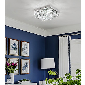 LED Crystal Chandelier Kitchen Ceiling Lights Crystal Flush Mount Ceiling Light Bedroom Chandelier Small Crystal Ceiling Light Fixture Modern Chandelier for Hallway Bathroom Chandelier Light,6000K