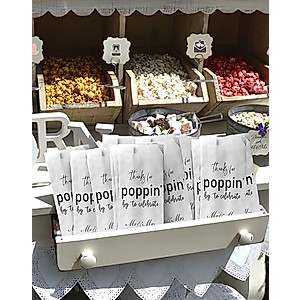 48Pcs Thanks for Poppin' By to Celebrate Popcorn Bags Engagement Wedding Party Favors Popcorn Bags Engaged Wedding Bridal Shower Goody Snack Treat Bags Grease Resistant