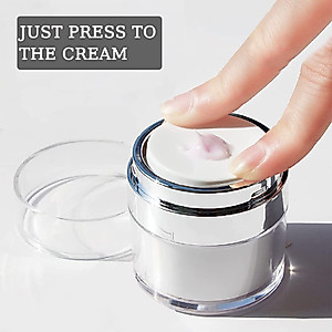 Airless Pump Jar Sets - 1oz 30ml Empty airless Pump Bottles with Cream Spatula - Cream Jar Vacuum Bottle Dispenser for Lotions and Creams - Travel Cosmetic Vacuum Containers Pack of 3