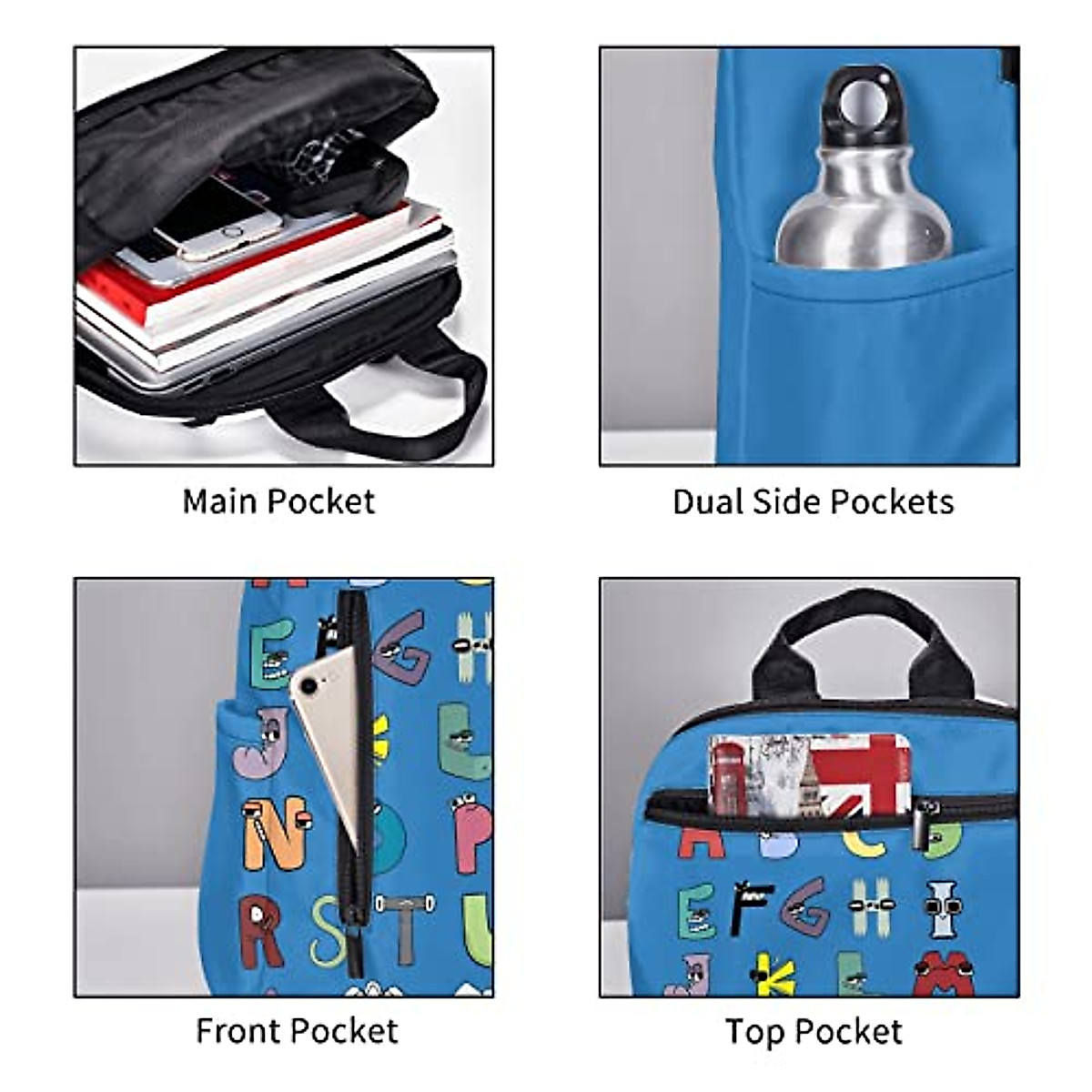 ILVTYAN Alphabet Lore Backpack, Casual Backpacks Cartoon Backpack Laptop Bags Travel Backpack Large Capacity Men Women