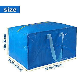 Extra Large Moving Bags with Zippers (Pack of 4) Big Storage Space - Best for Moving, Storage & Laundry - Blue Bags