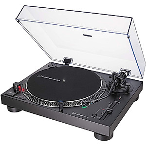 Audio Technica AT-LP120X-USB Direct-Drive Turntable Bundle with Kanto YU6 Powered Wireless Bluetooth Speakers - Black, Walnut