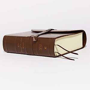 KJV, Journal the Word Bible, Large Print, Premium Leather, Brown, Red Letter: Reflect, Journal, or Create Art Next to Your Favorite Verses