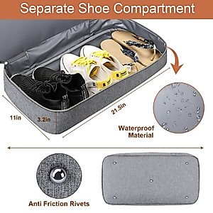 Weekender Bag for Women, Travel Duffel Bag Carry On Overnight Bag with Shoe Compartment Large Nylon Travel Weekend Tote Bag