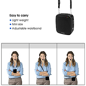 Voice Amplifier, Recbot 15W Small Portable Rechargeable Voice Amplifier for Teachers Elderly Tour Guide Classroom Training Meeting Yoga (Black)