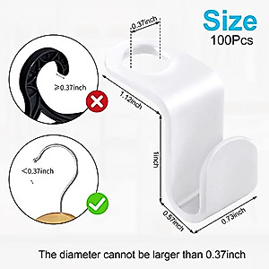 100 PCS Hanger Connector Hooks, Hangers Space Saving, Hanger Hooks, Hanger Clips for Plastic Hangers(White)
