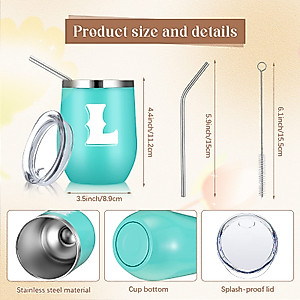 Gejoy Personalized Initial Tumbler, Graduation Gifts, 12oz Stainless Steel Wine Tumbler Monogrammed Mug for Graduation Retirement Gift for Women Men, Teacher Nurse Appreciation Gift(L Style)