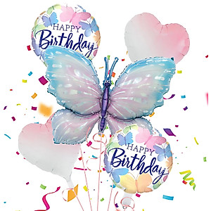 Giant Butterfly Balloon 5 Pcs 40Inch Purple Butterfly Balloons for Butterfly Birthday Decorations Butterfly Party Decorations (Purple)