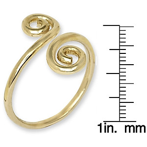 JewelryWeb -Solid 10K Gold Adjustable Swirl Art Deco Toe Ring - 10mm x 18mm - Hypoallergenic and Non Tarnish - Summer Jewelry