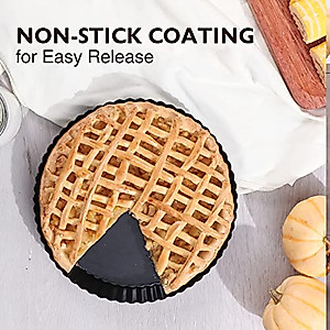 HONGBAKE Round Tart Pan 9 Inch with Removable Bottom, Nonstick Quiche Baking Pan for Oven, Tarts Tin for Cheese Cakes, Desserts