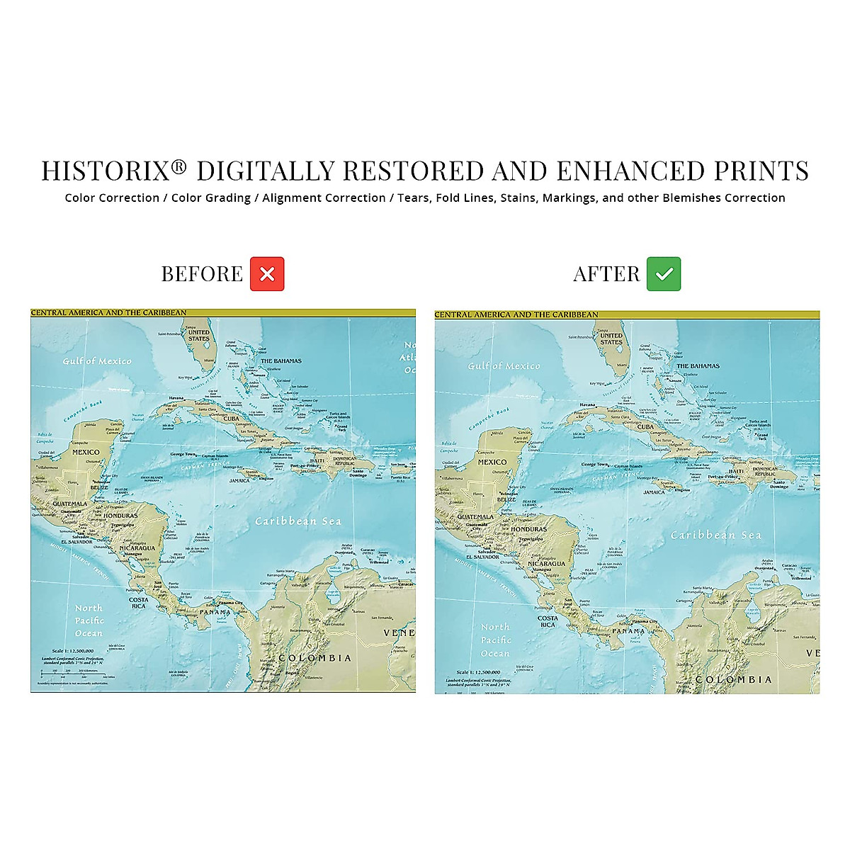 HISTORIX 2021 Central America Map - 24x36 Inch Central America and Caribbean Map - Wall Map of Central America and the Caribbean Poster Print