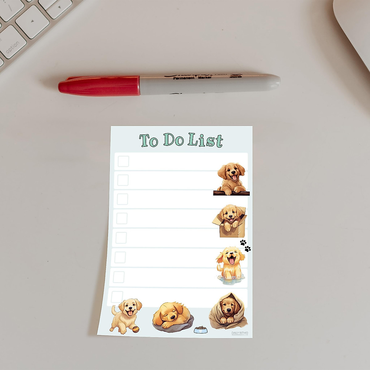 Golden Retriever Sticky Notepad to Do List | Kawaii Lover Gifts for Women | Office School Supply Dog Sticky Notes 4"x6" 50 pages