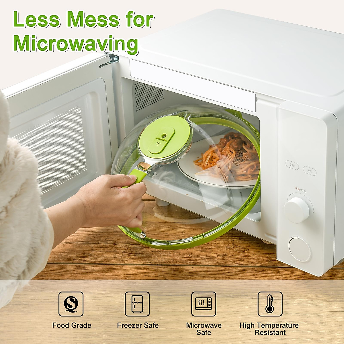 Upgraded Microwave Splatter Cover for Food,Clear Microwave Cover with Water Steamer,Adjustable Vented Splatter Guard,10" Plate Covers,Kitchen Essentials & Gadgets and Accessories