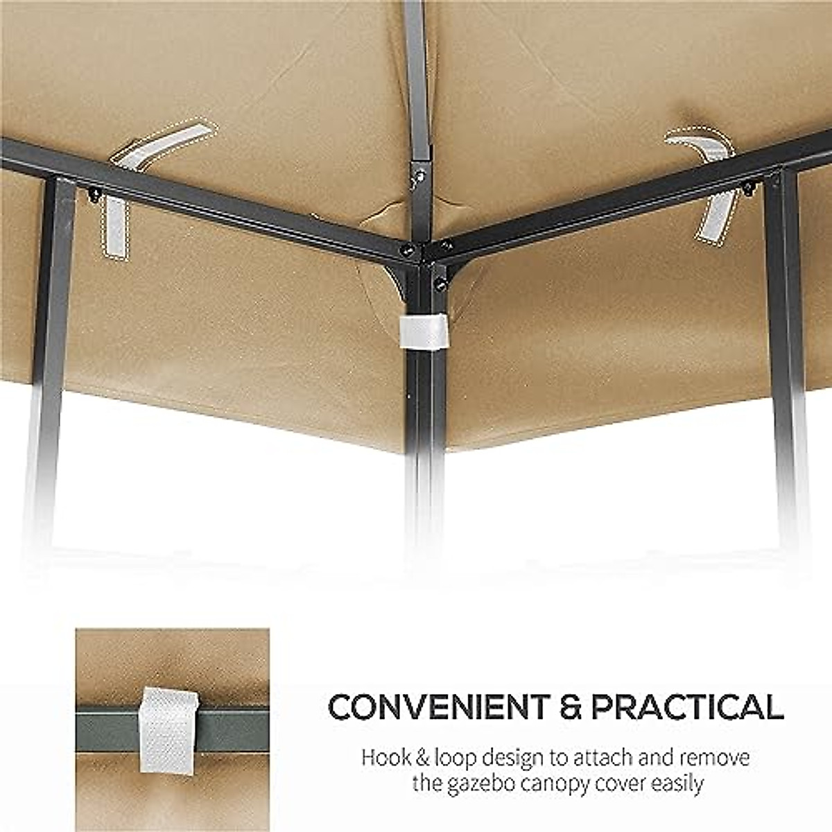 10x10 Ft Outdoor Patio Gazebo Replacement Canopy,Canopies for Outside Canopies, Gazebos,Double Tiered Gazebo Tent Roof Top Cover