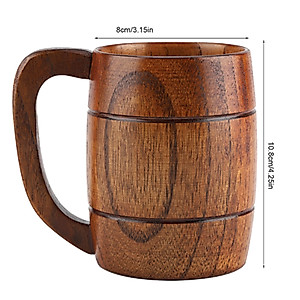 Gavigain Wooden Drink Mug,natureWooden Beer Cup Retro Big Capacity Tea Water Classic Wood Drinking Mug with Handle,Beer Cups for Men & Women