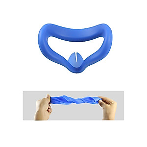 VR Face Cover Compatible for Meta/Oculus Quest 2 Headset, SINWEVR Sweatproof Silicone Interfacial Face Mask Pad Cushion, Washable and Light Blocking Quest 2 Accessories (Blue)
