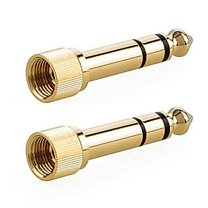 CESS 2-Pack 1/4" Stereo Phone Screw-On Adapter - Male 1/8" to Male 1/4" - 3.5mm Stereo to 6.35mm Stereo