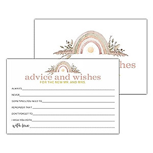 Yuansail Rainbow Floral Advice And Wishes Cards For The New Mr And Mrs, Wedding Advice for Bride Groom Newlyweds Bridal Shower,Aecorations Party Supply，25 Cards(bb001-JYK 008HL)