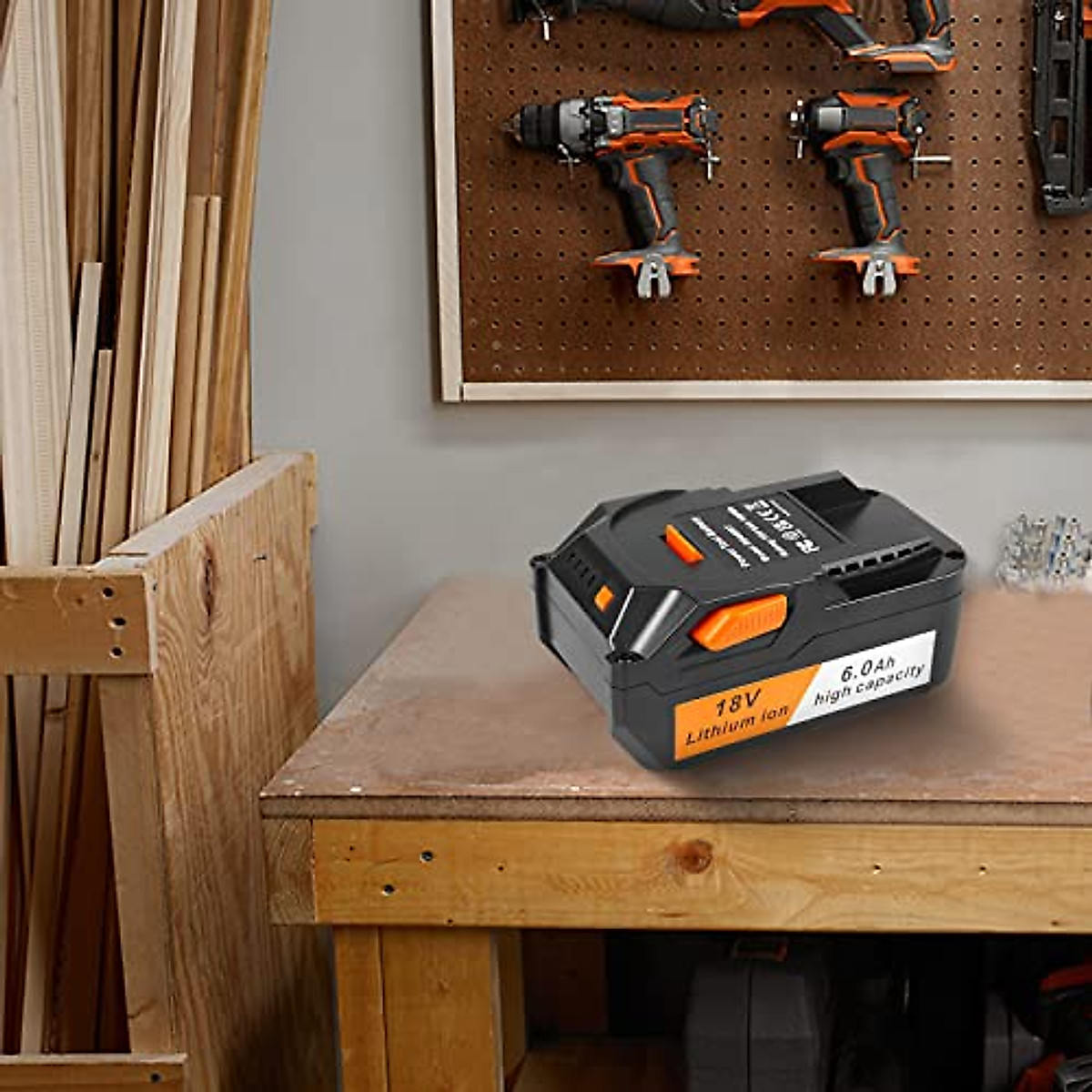 [1-Pack] 18V High-Output 6.0Ah Lithium-ion Battery for Ridgid 18V Tools Battery R840089 R840087 R840086 R840085 R840084 R840083 AC840085 AC840086 AC840087P