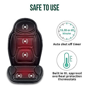 Snailax Chair Massager, Back Massager with Heat, 5 Vibration Massage Nodes, Massage Chair Pad, Seat Chusion, Gifts for Men